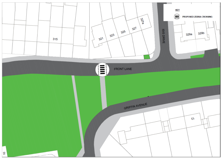 Proposed zebra crossing outside 321 Front Lane - Upminster & Cranham ...