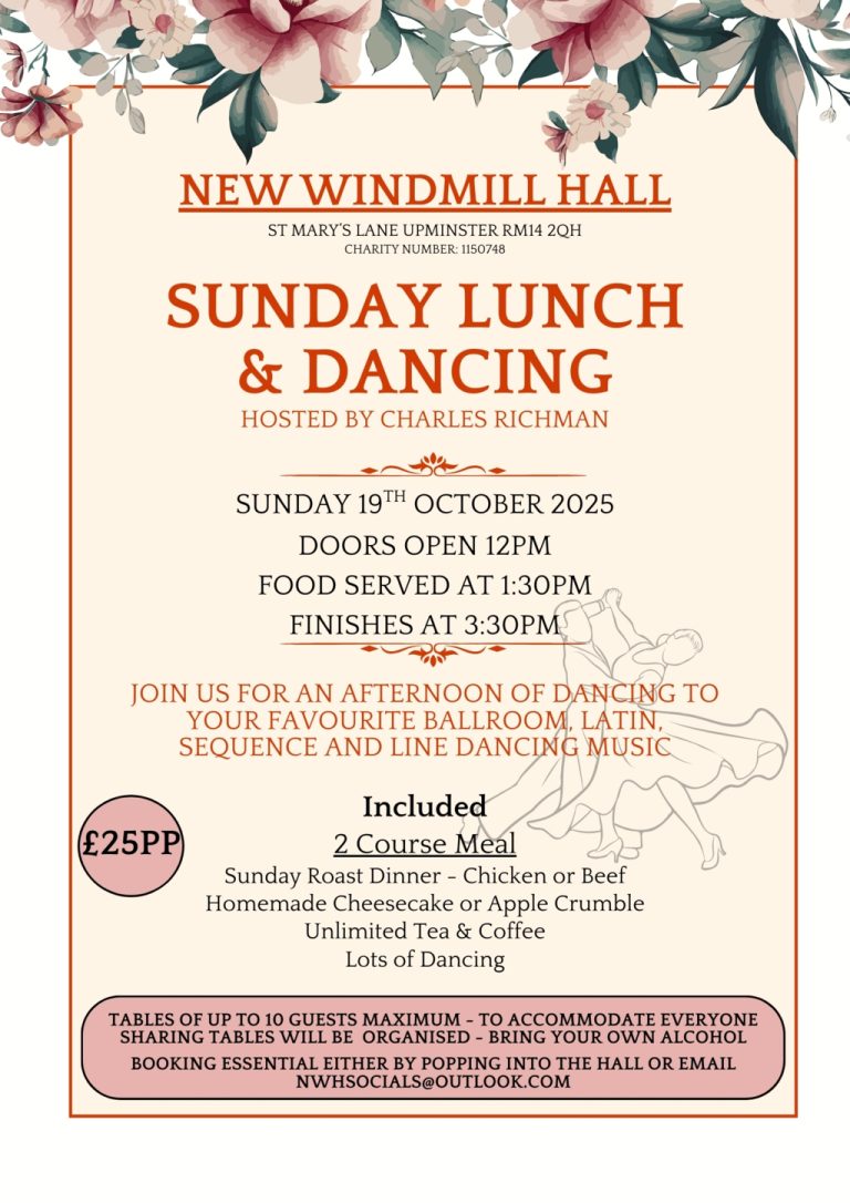 Sunday Lunch and Dancing at New Windmill Hall - Upminster & Cranham ...